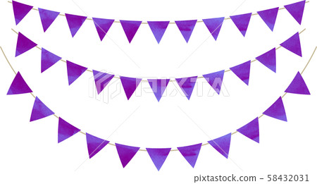 Flag_Triangle_Garland_Watercolor_Purple_Purple - Stock Illustration ...