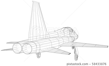 Outline Airplane. Vector rendering of 3d.... - Stock Illustration ...