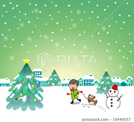 Christmas walk (green) - Stock Illustration [58440057] - PIXTA