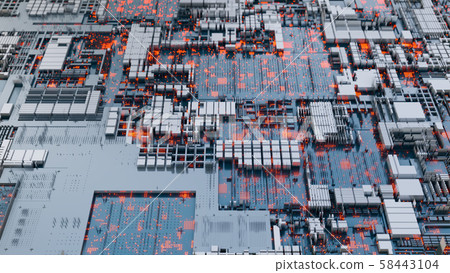 Abstract futuristic design. Tech wall with red... - Stock Illustration ...
