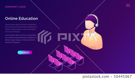 Online education or training isometric concept - Stock Illustration ...