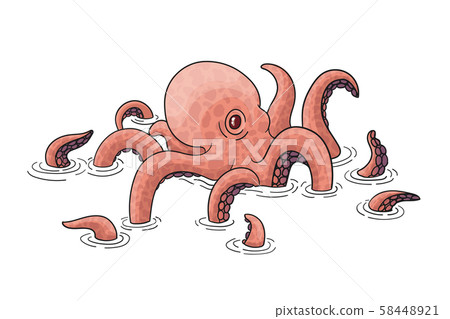 Cartoon style red octopus character - Stock Illustration [58448921] - PIXTA