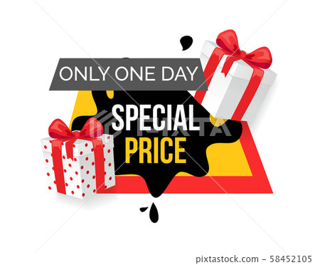 Special Price Promo Tag with Presents, Black Spots - Stock Illustration ...