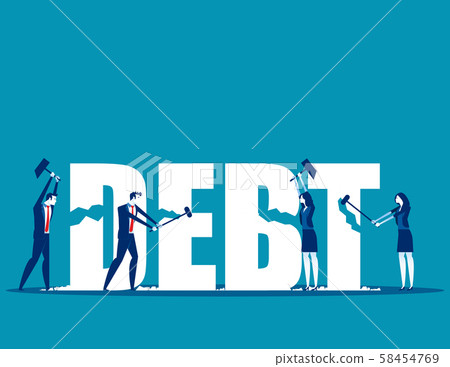 Destruction of debt. Concept business vector, Debt - Stock Illustration ...