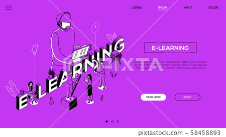 E-learning vector landing page template - Stock Illustration [58458893 ...