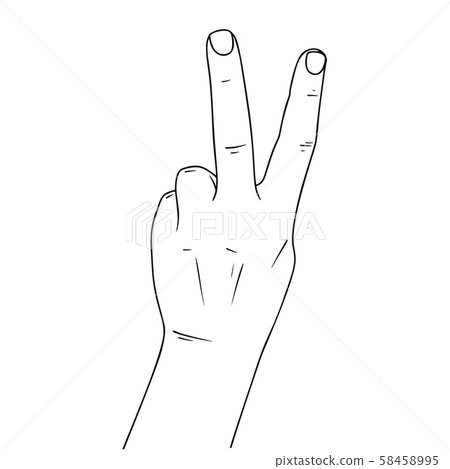 Hand sign victory or peace and scissors. Vector - Stock Illustration ...