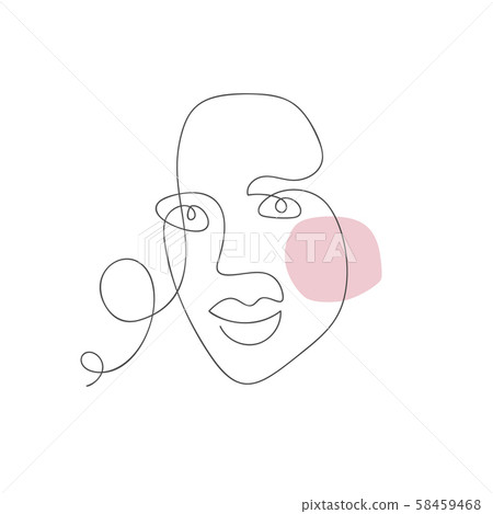 Vector woman face one line drawing. Monoline... - Stock Illustration ...