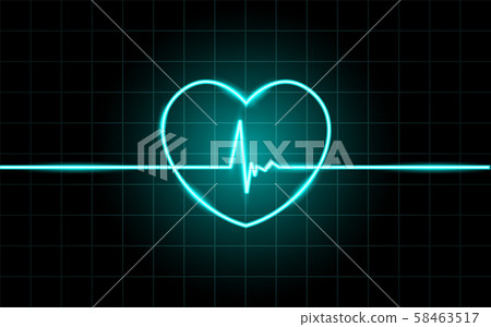 Neon glowing lines, Heartbeat concept, Lifeline... - Stock Illustration ...