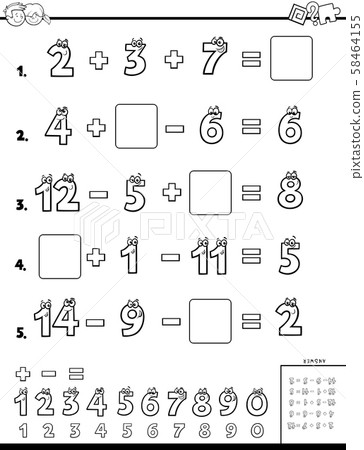 calculation educational worksheet for children - Stock Illustration ...