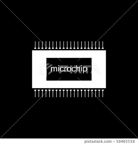 Microchip icon on black background. Vector... - Stock Illustration ...