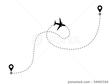 Airplane line path vector icon. - Stock Illustration [58465584] - PIXTA