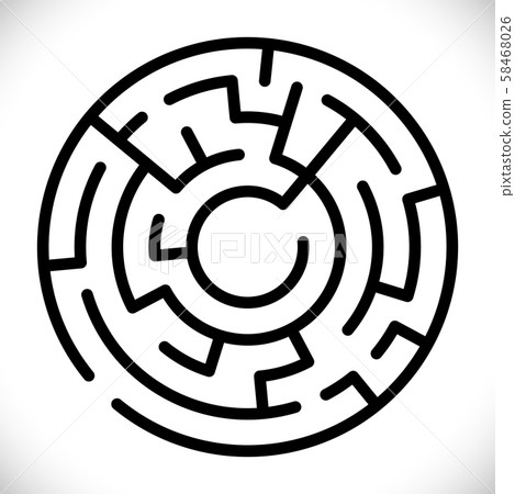 Vector simple black maze circle. Simple black - Stock Illustration ...