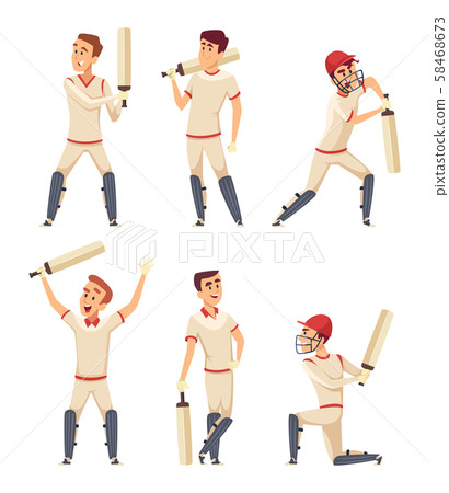 Cricket characters. Set of various sport...-插圖素材 [58468673] - PIXTA圖庫