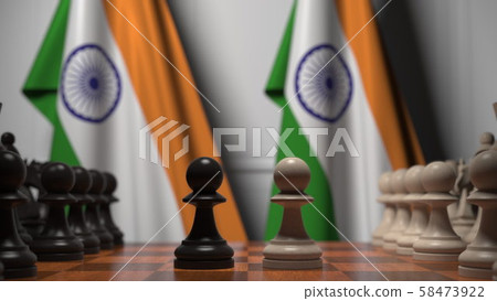 Chess game against flags of India. Political... - Stock Illustration ...