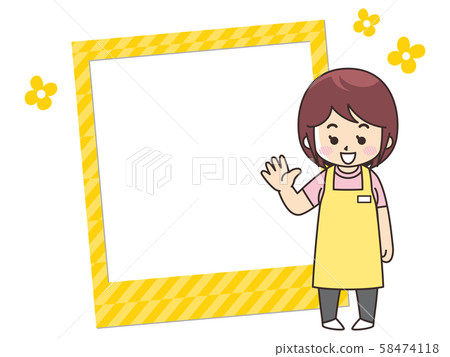 Caregiver woman photo frame - Stock Illustration [58474118] - PIXTA