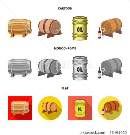 Isolated object of barrel and beer logo. Set of...-插圖素材 [58491083 ...