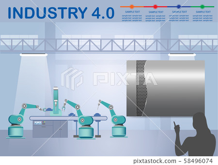 Industry 4.0 Smart factory infographic with metal - Stock Illustration ...