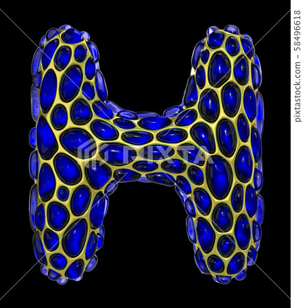 Golden shining metallic 3D with blue glass... - Stock Illustration ...