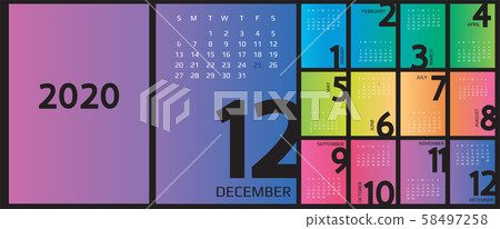 Calendar 2020 and 2021 template. 12 Months.... - Stock Illustration ...