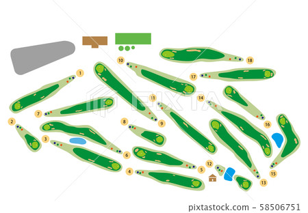 Golf course 18 hole map - Stock Illustration [58506751] - PIXTA