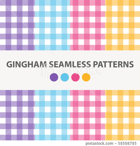 Collection Of 4 Colorful Gingham Seamless... - Stock Illustration ...