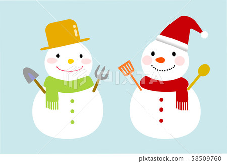 Snowman friends duo (winter & christmas season... - Stock Illustration ...