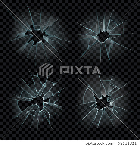 Realistic cracked glass. Broken mirror with... - Stock Illustration ...
