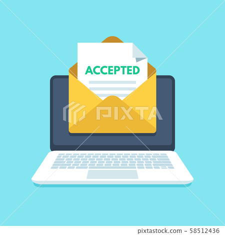 Accepted email in envelope. College acceptance... - Stock Illustration ...