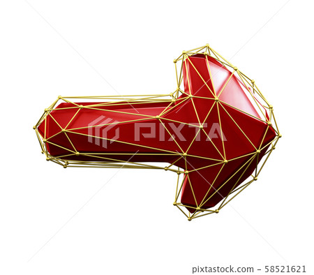 Arrow made in low poly style red color isolated... - Stock Illustration ...