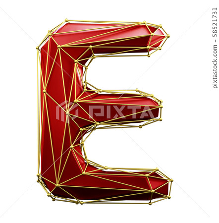 Capital latin letter E in low poly style red... - Stock Illustration ...