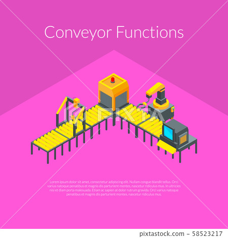 Vector isometric conveyor elements concept... - Stock Illustration ...