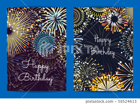 Vector fireworks birthday card templates - Stock Illustration [58524613 ...