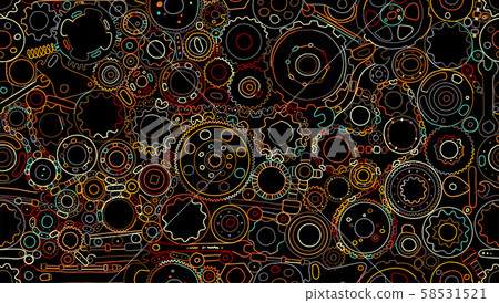 Auto spare parts and gears, seamless pattern... - Stock Illustration ...