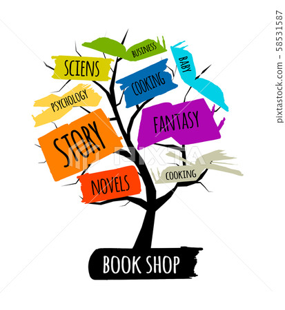 Library tree with books for your design - Stock Illustration [58531587 ...