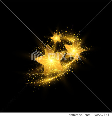 Shiny sparkling golden stars. Magical... - Stock Illustration [58532141 ...