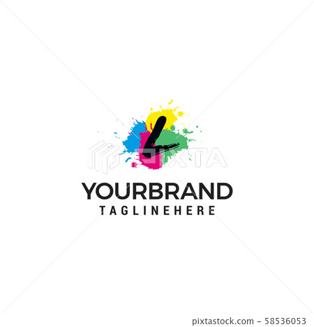Letter L logo at colorful paint splash background - Stock Illustration ...