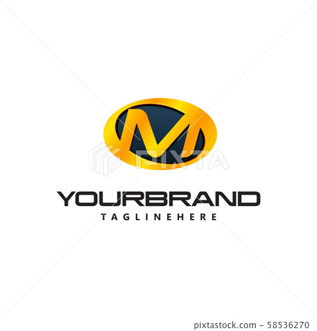 Golden Letter M logo curved oval shape. Auto Guard - Stock Illustration ...
