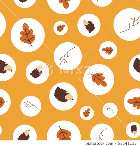 Autumn polka dot pattern with fall elements.... - Stock Illustration ...