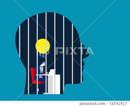 Businessman is locked in the head. Concept - Stock Illustration ...