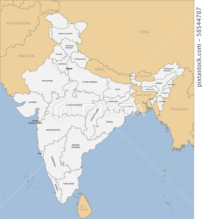 India country map divided states template concept - Stock Illustration ...
