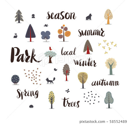 Forest trees with lettering - Stock Illustration [58552489] - PIXTA