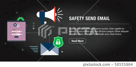 Safety send email, banner internet with icons in - Stock Illustration ...
