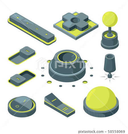 UI 3D buttons. Isometric pictures of various... - Stock Illustration ...