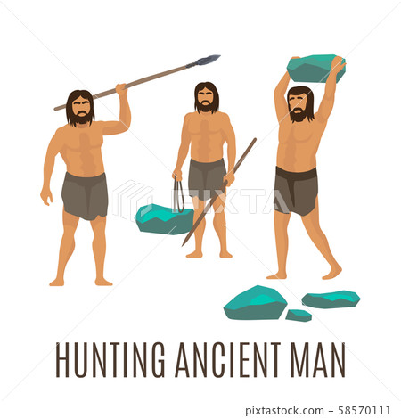 Hunting ancient men - Stock Illustration [58570111] - PIXTA