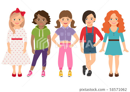 Stylish child girls set - Stock Illustration [58571062] - PIXTA