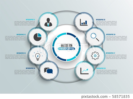 Vector infographic template with 8 options - Stock Illustration ...