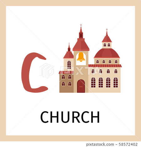 Alphabet card with church building - Stock Illustration [58572402] - PIXTA