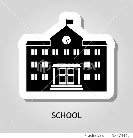 School building black sticker - Stock Illustration [58574442] - PIXTA