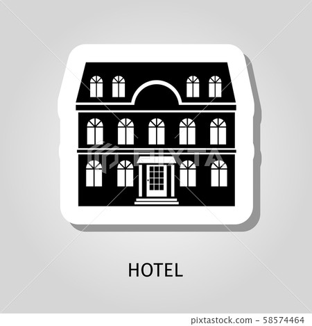 Hotel black building sticker - Stock Illustration [58574464] - PIXTA
