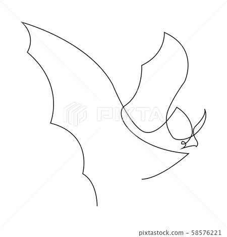 Continuous one line bat drawing. Halloween bat... - Stock Illustration ...